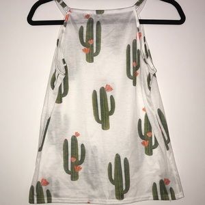 Tops | White Cactus Tank | Poshmark